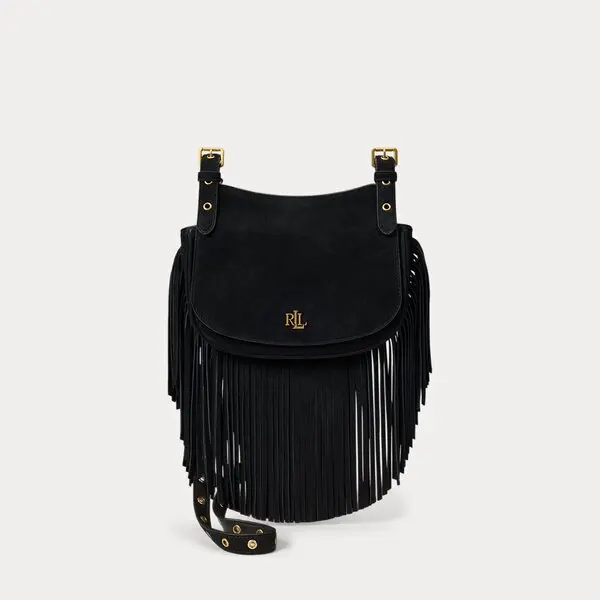 Ralph Lauren Fringe-trim Medium Marcy Crossbody Bag - Black