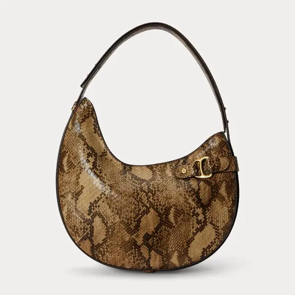 Ralph Lauren Python-embossed Large Tasha Shoulder Bag - Tan Multi