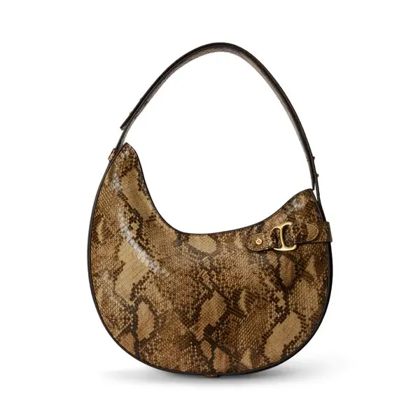 Ralph Lauren Python-embossed Large Tasha Shoulder Bag - Tan Multi