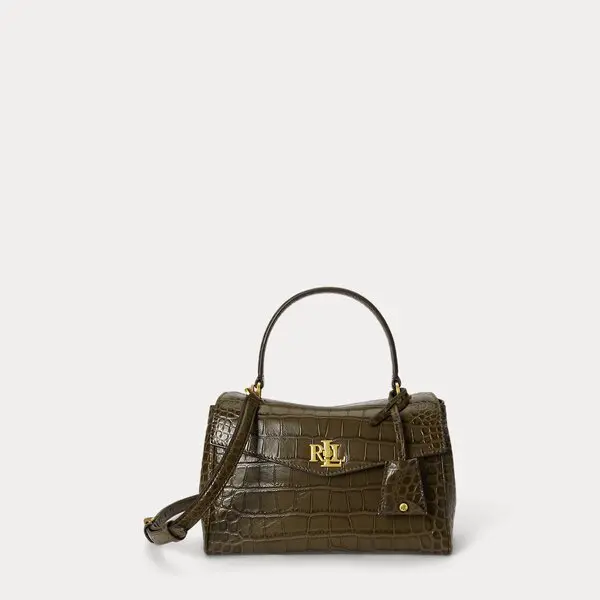 Ralph Lauren Croc-embossed Small Farrah Soft Satchel - Botanic Green