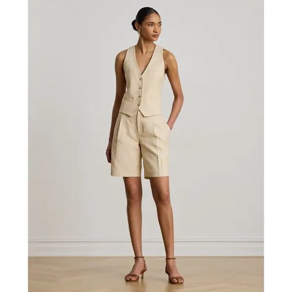 Ralph Lauren Pleated Linen-cotton Tweed Bermuda Shorts