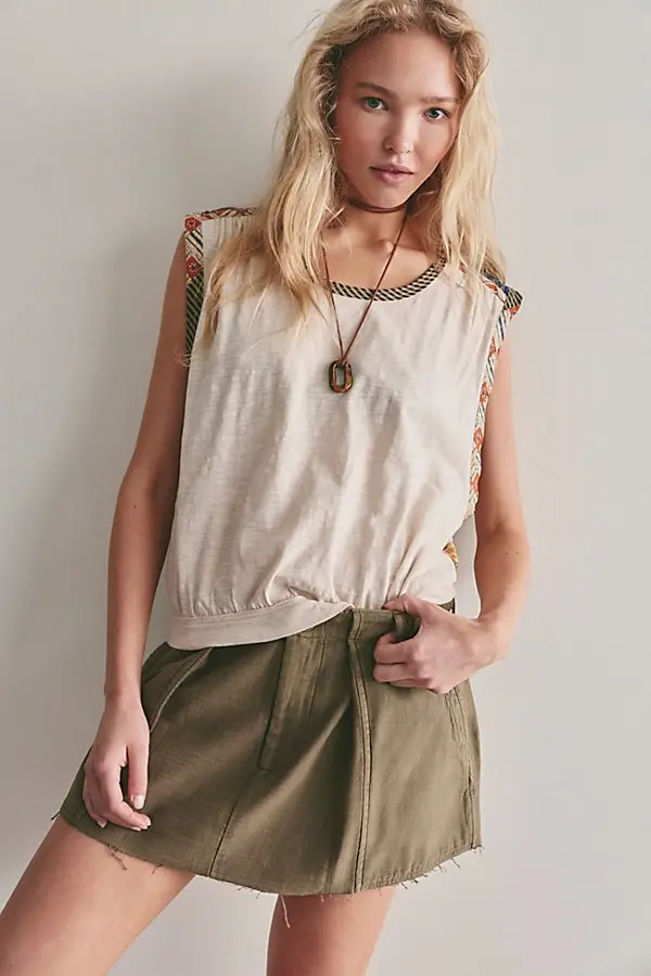 Free People We The Free Sadie Muscle Tee - Ivory Combo
