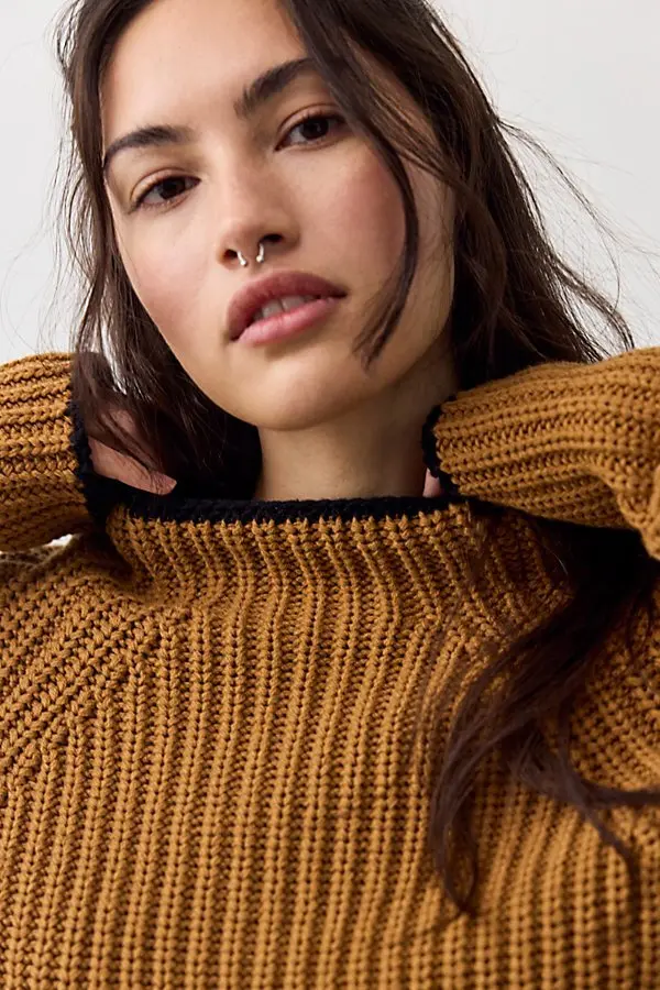 Free People Low Tide Knit Pullover - Almond Combo