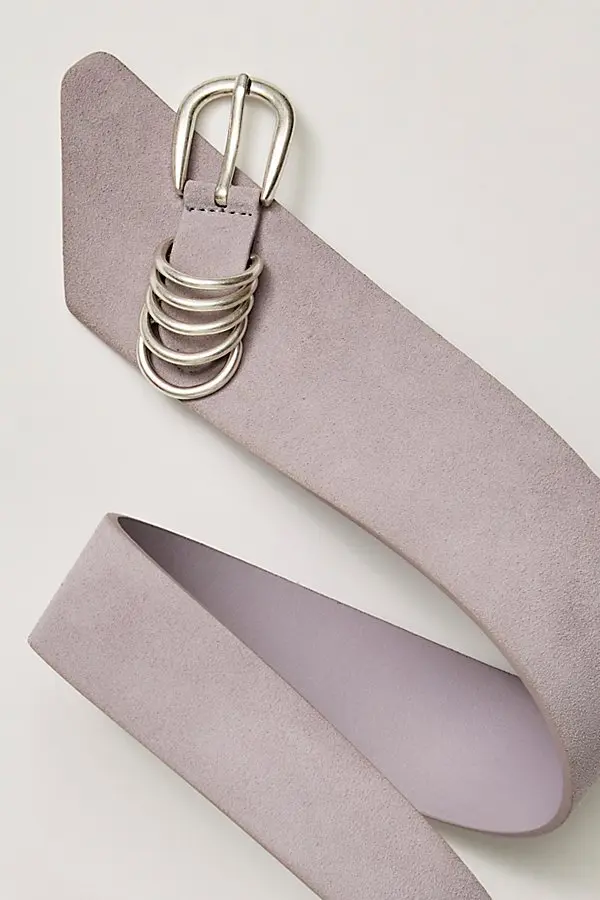 Free People Sloane Suede Belt - Clam Grey