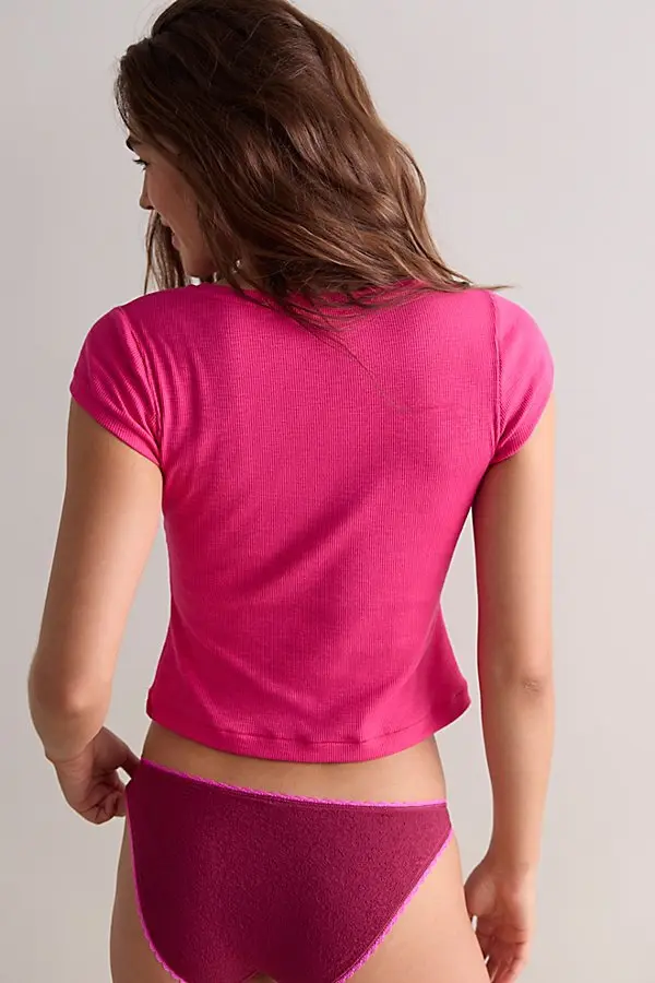 Free People Ribbed Baby T-shirt - Beet Root