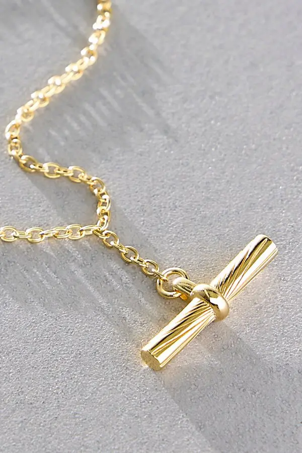 GHOST LONDON Plated Estee T-bar Necklace