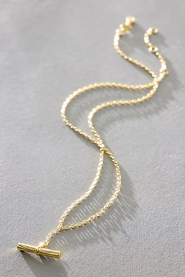 GHOST LONDON Plated Estee T-bar Necklace