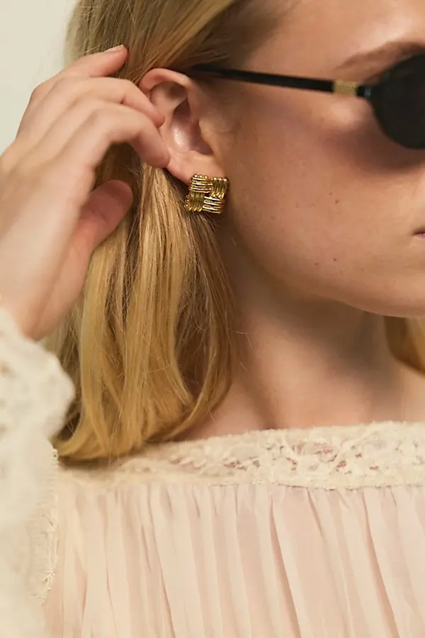 GHOST LONDON Plated Polly Mini Lattice Studs - Gold