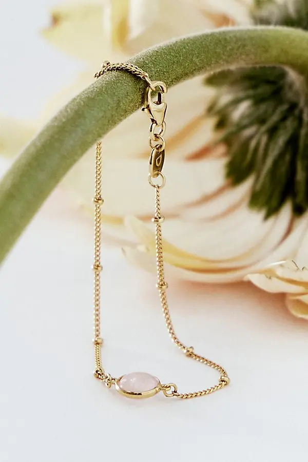 GHOST LONDON Plated Rose Quartz Healing Stone Bracelet