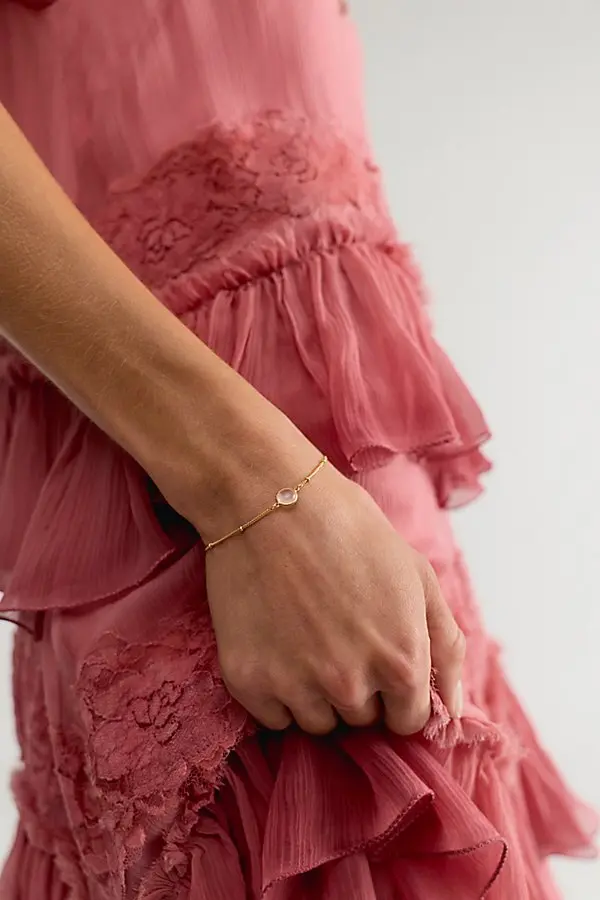GHOST LONDON Plated Rose Quartz Healing Stone Bracelet