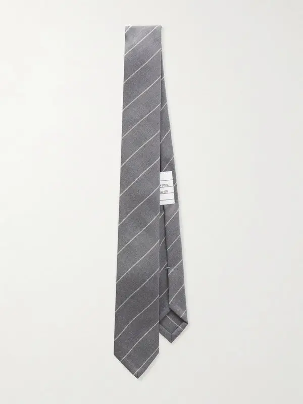 Thom Browne Striped 8cm Wool Neck Tie - Gray
