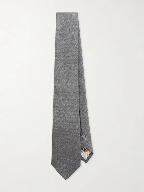 Paul Smith 8cm Silk And Wool-blend Neck Tie - Gray