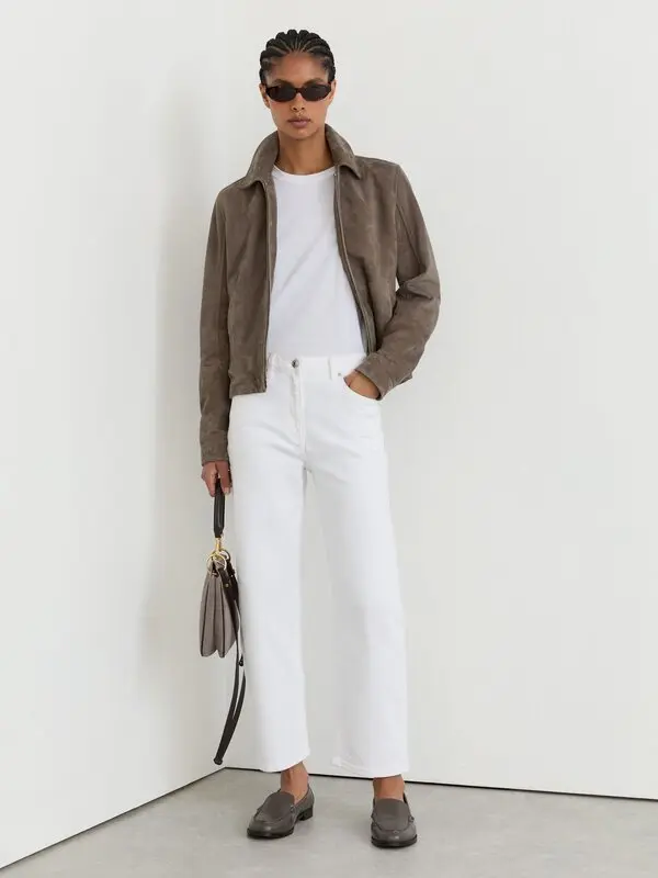 REISS Sorina Suede Zip-through Moto Jacket