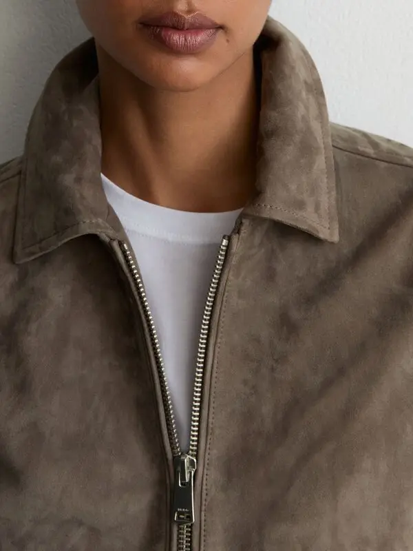 REISS Sorina Suede Zip-through Moto Jacket