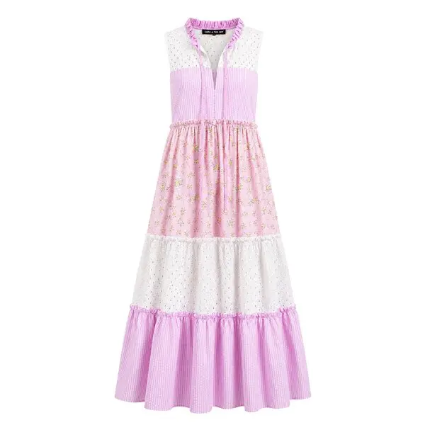 CARA & THE SKY Maisie Floral Gingham Maxi Dress