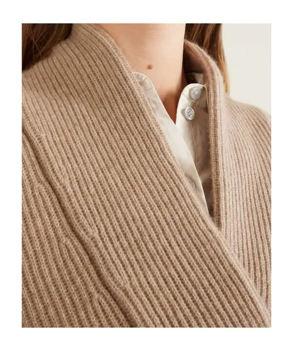 Brunello Cucinelli Cashmere English-rib Pullover With Monili - Nude
