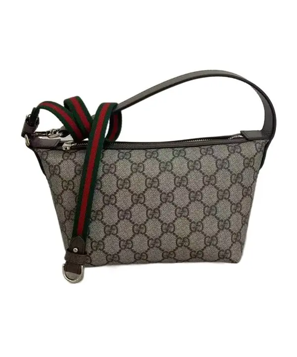 Gucci Gg Pattern Zippered Shoulder Bag - Gray