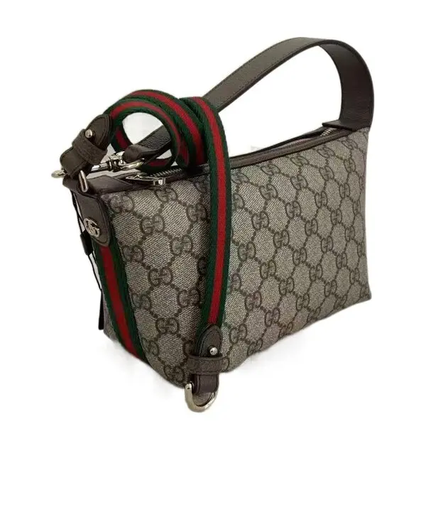 Gucci Gg Pattern Zippered Shoulder Bag - Gray