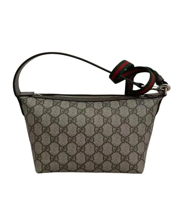 Gucci Gg Pattern Zippered Shoulder Bag - Gray
