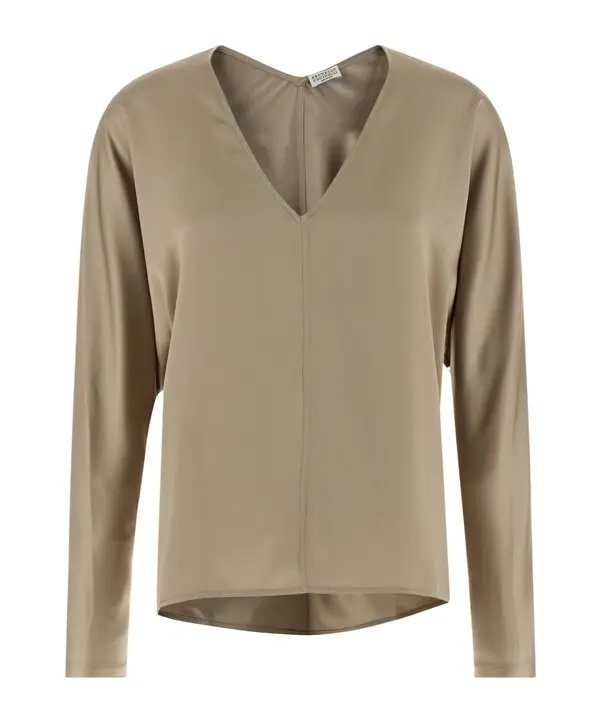 Brunello Cucinelli V-neck Long-sleeved Blouse