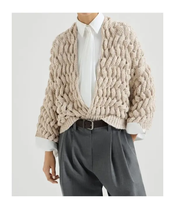 Brunello Cucinelli Silk And Linen Dazzling Waves Cardigan