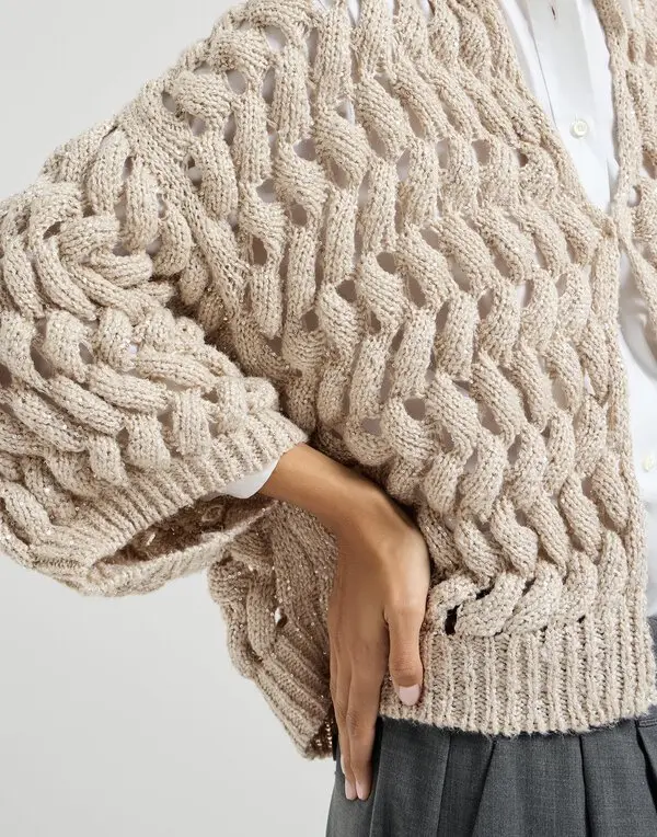 Brunello Cucinelli Silk And Linen Dazzling Waves Cardigan
