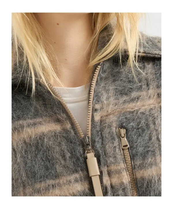 Brunello Cucinelli Checked Zip-up Knitted Jacket