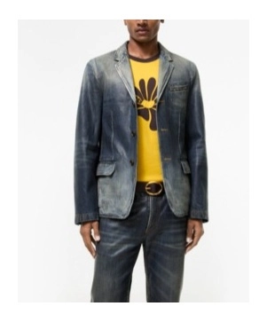 Burberry Coated Denim Tailored Jacket - Medium Blue