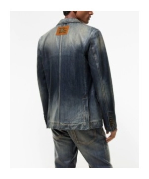 Burberry Coated Denim Tailored Jacket - Medium Blue