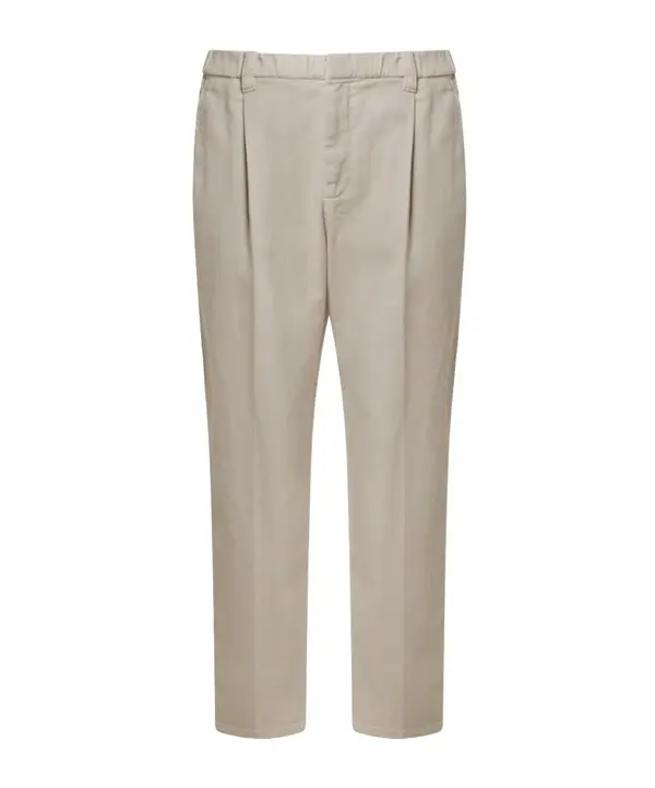 Brunello Cucinelli Pleated Relaxed Fit Trousers With Monili Embroidery - Cool Beige