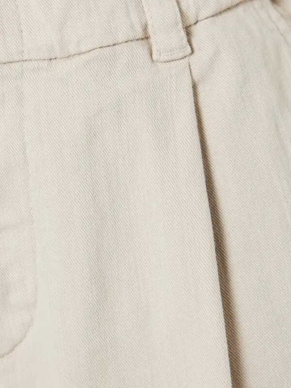 Brunello Cucinelli Pleated Relaxed Fit Trousers With Monili Embroidery - Cool Beige