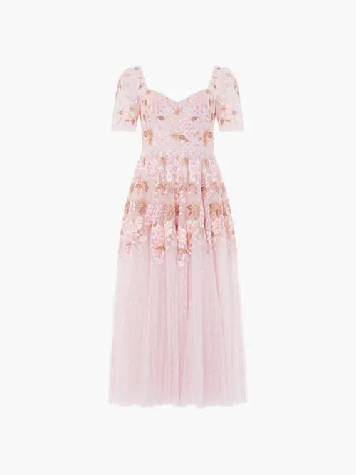 NEEDLE & THREAD Wisteria Sweetheart Embroidered Sequin Ballerina Dress
