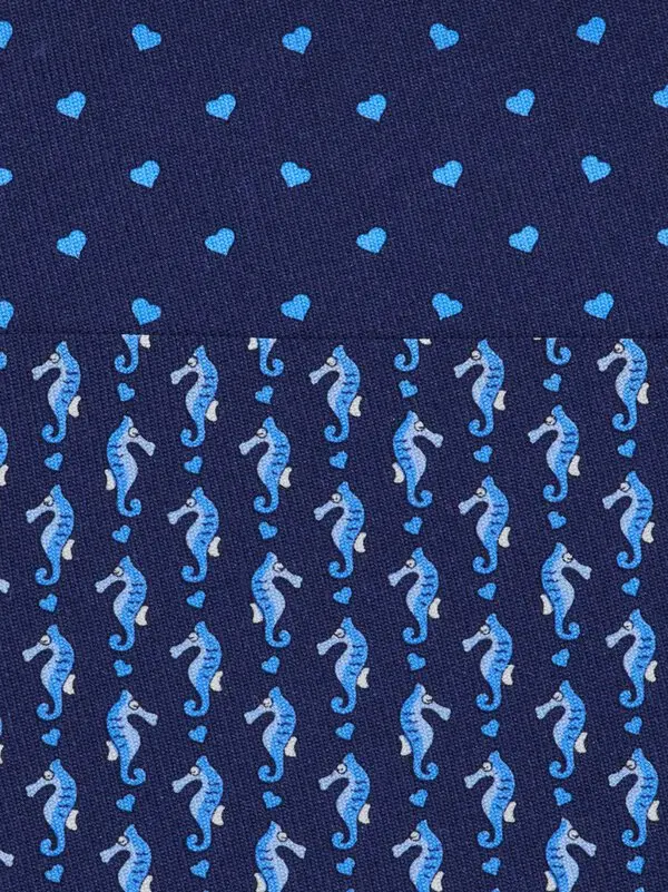 FERRAGAMO Seahorse Print Silk Neck Tie - Navy