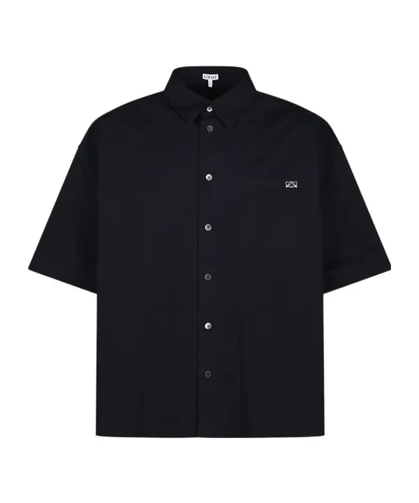 Loewe Anagram-embroidered Short-sleeve Shirt - Deep Navy Blue