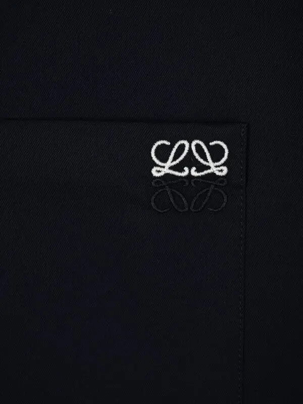 Loewe Anagram-embroidered Short-sleeve Shirt - Deep Navy Blue