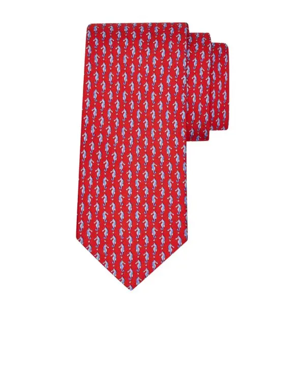 FERRAGAMO Seahorse Print Silk Tie
