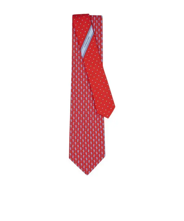 FERRAGAMO Seahorse Print Silk Tie