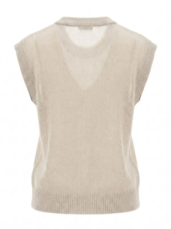 Brunello Cucinelli Sparkling Mohair And Wool Knit Vest - Ivory