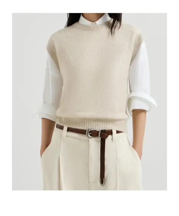 Brunello Cucinelli Sparkling Mohair And Wool Knit Vest - Ivory