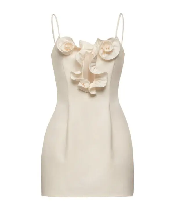 Magda Butrym Ruffled Floral-appliqué Mini Dress - Cream