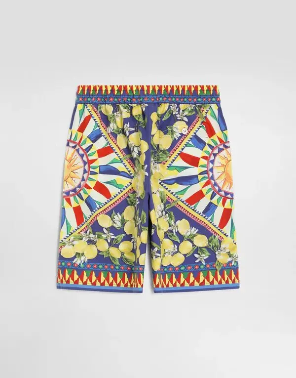 Dolce & Gabbana Carretto-print Poplin Bermuda Shorts