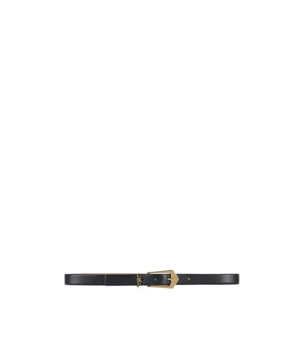 Elisabetta Franchi Leather Belt With Logo Details - Black