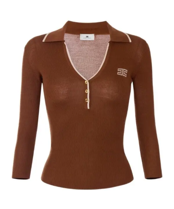 Elisabetta Franchi Ribbed Knit Polo Shirt