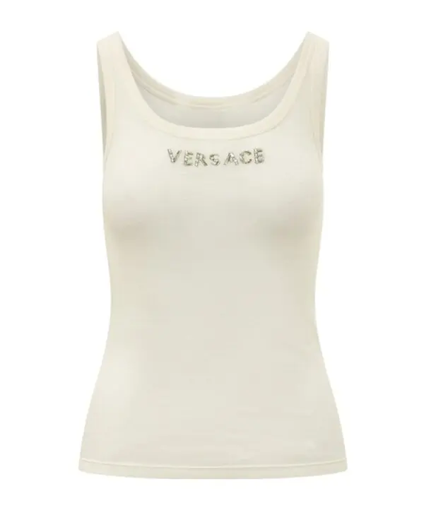 Versace Embellished Ribbed Sleeveless Top