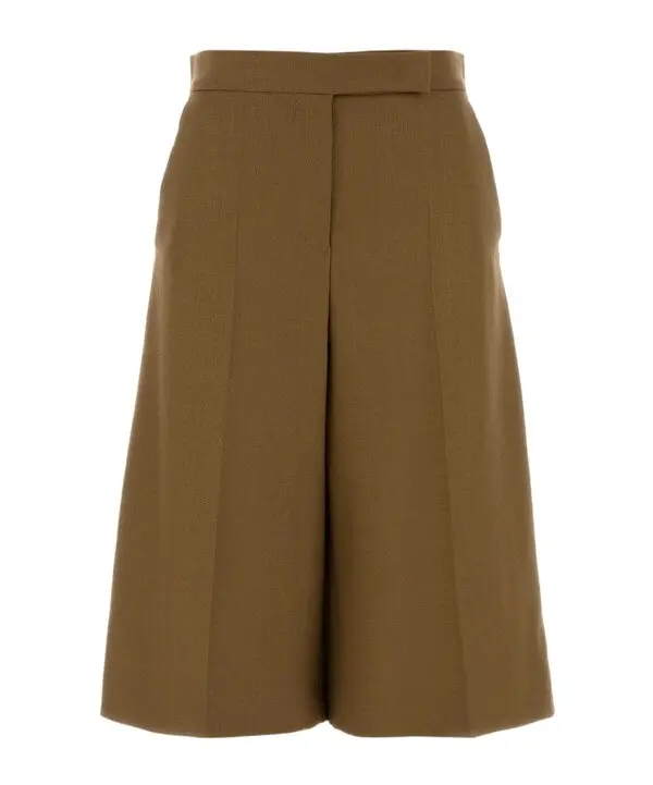 Max Mara Slub Wool Canvas Bermuda Shorts - Camel