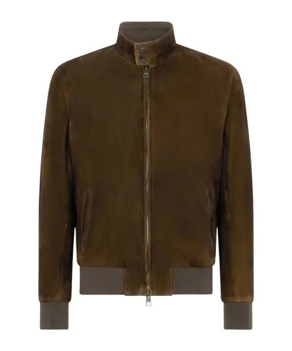 Boglioli Stand Collar Zip Jacket - Brown