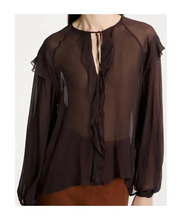 Marella Long-sleeved Ruffle Top - Black