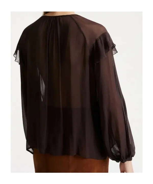 Marella Long-sleeved Ruffle Top - Black