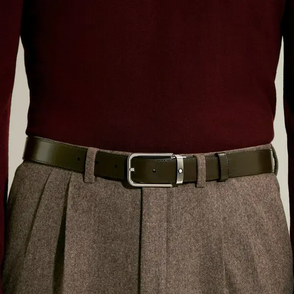 Montblanc 30 Mm Reversible Belt In Meisterstück Leather With Rectangular Buckle