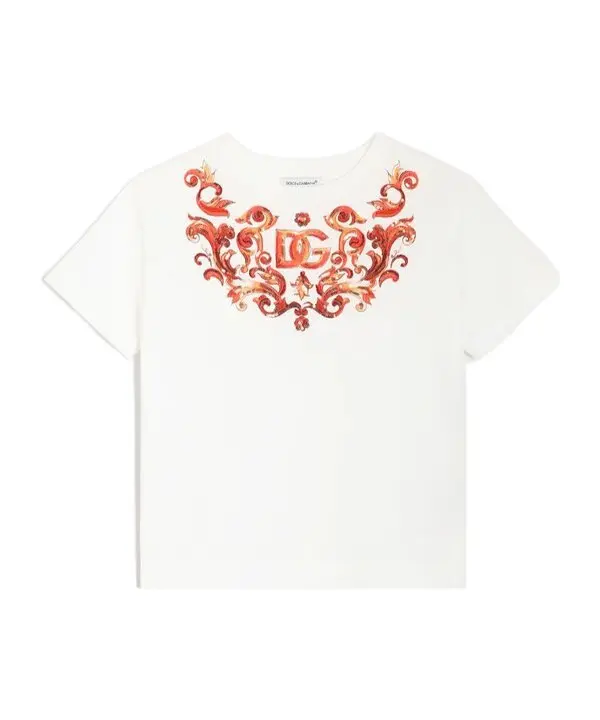 Dolce & Gabbana Jersey T-shirt With Print And Sequin Embroidery
